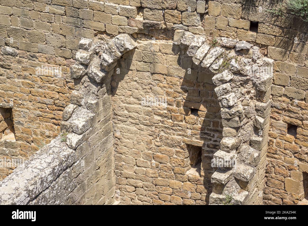 Vestiges en ruines de l'intérieur d'un ancien château médiéval, partie ...