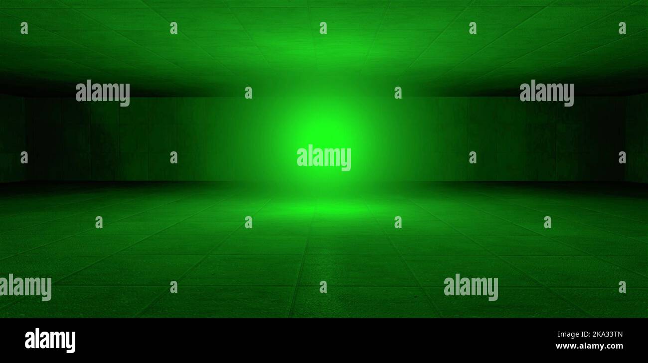 Un halo d'une boule visible de lumière verte est suspendu dans l'espace ...