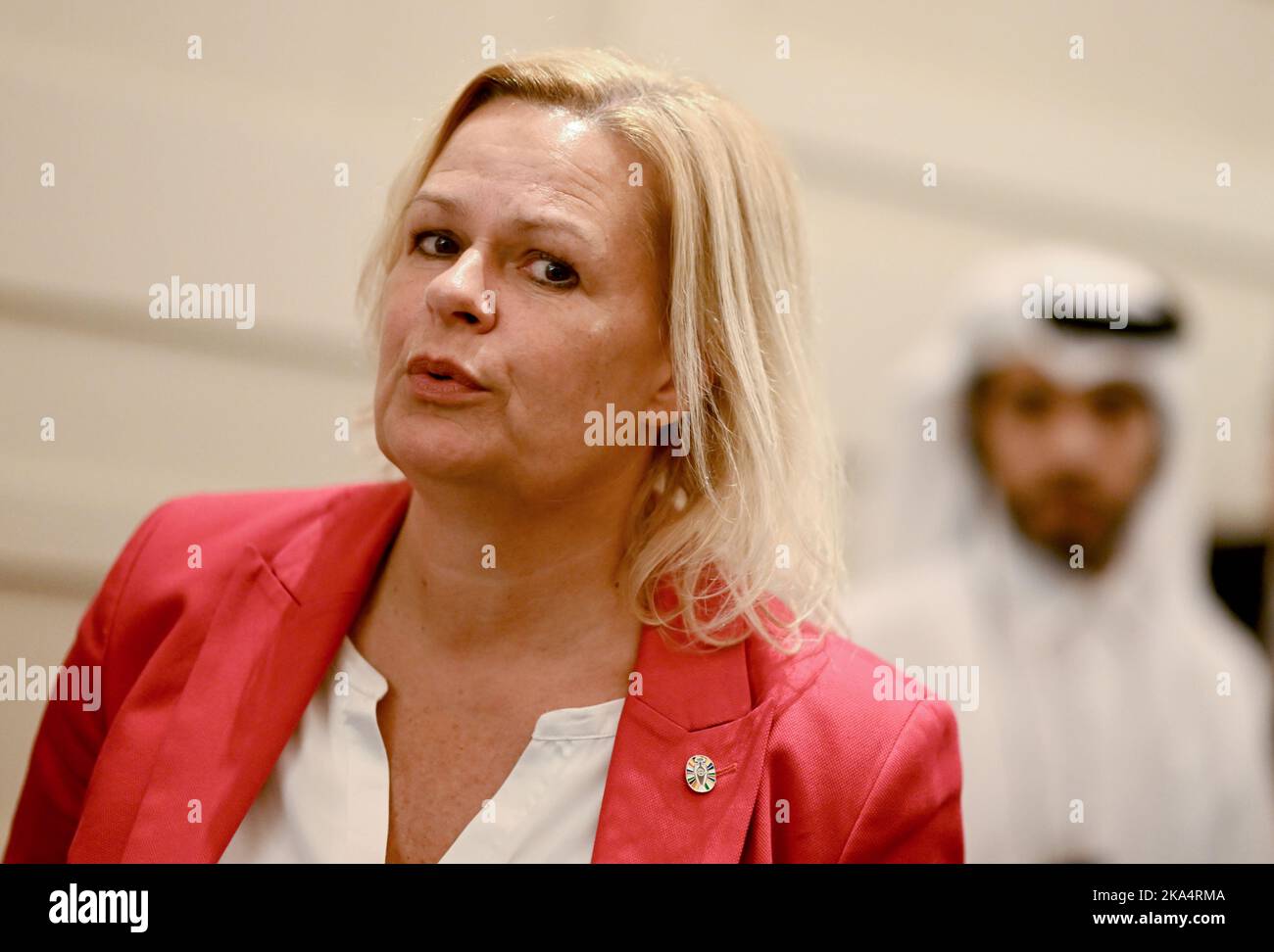31 octobre 2022, Qatar, Doha: Nancy Faeser (SPD), ministre fédérale de ...