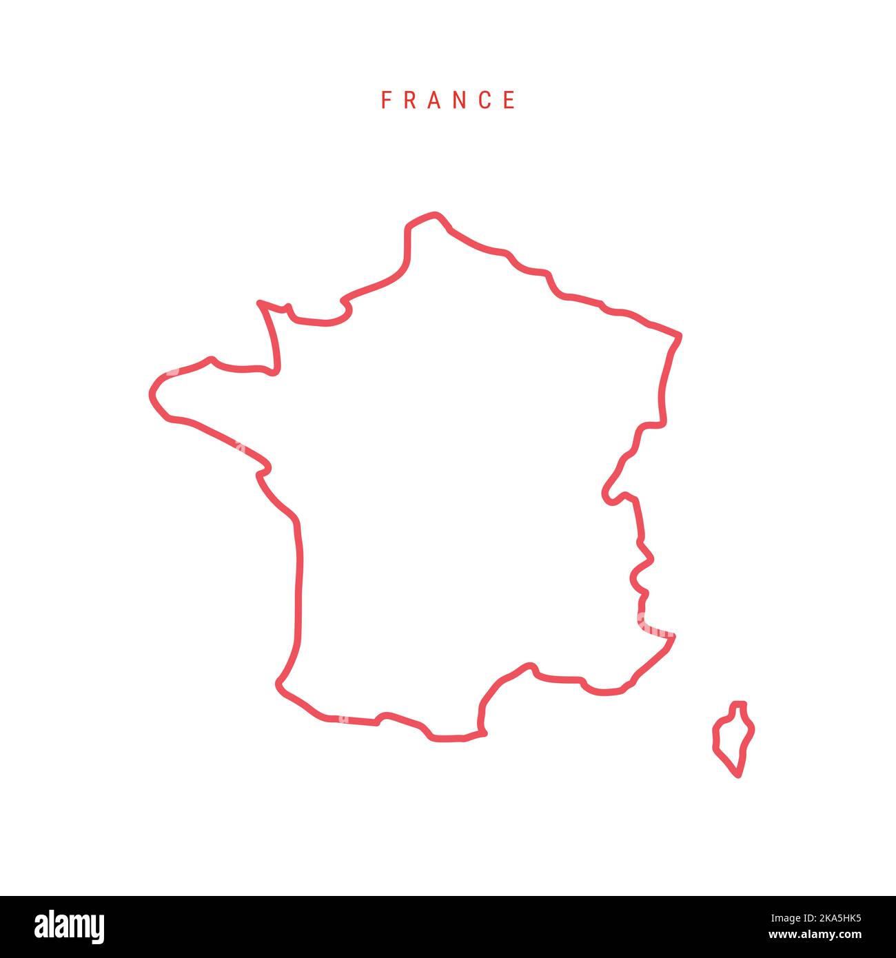 Carte des contours de la France. Bordure rouge française. Nom du pays ...