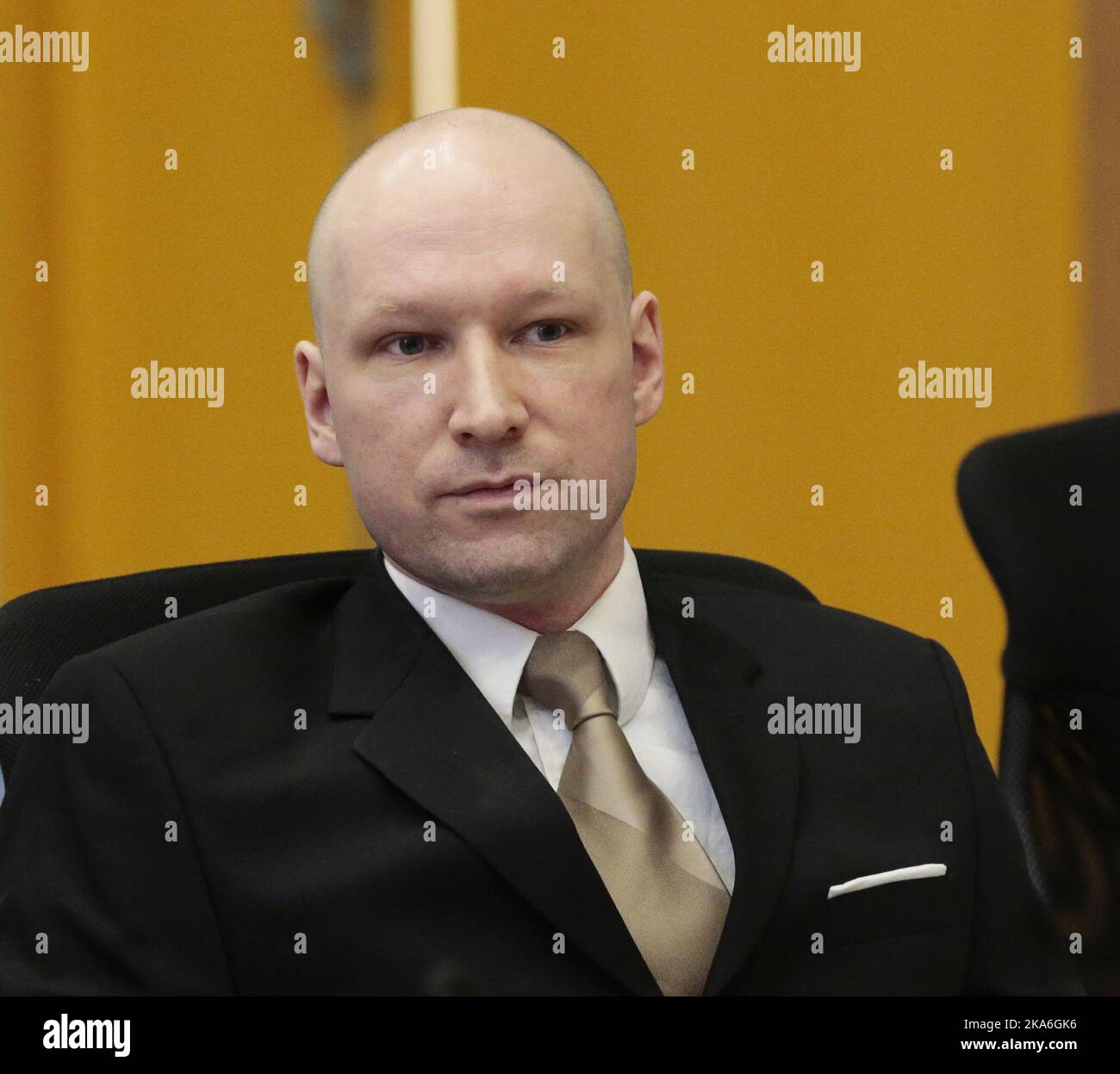 SKIEN, Norvège 20160315. Le condamné Anders Behring Breivik poursuit l ...