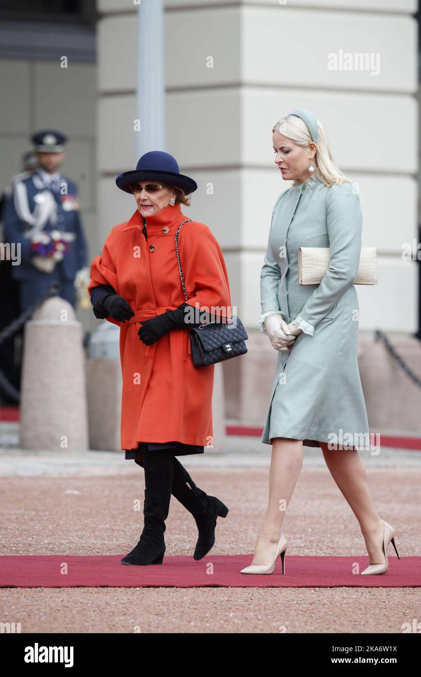 OSLO, Norvège 20170321. La reine Sonja et la princesse Mette-Marit lors ...