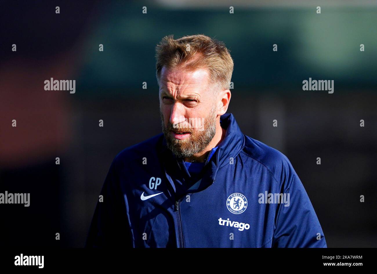 Graham Potter, directeur de Chelsea, arrive avant une séance de ...