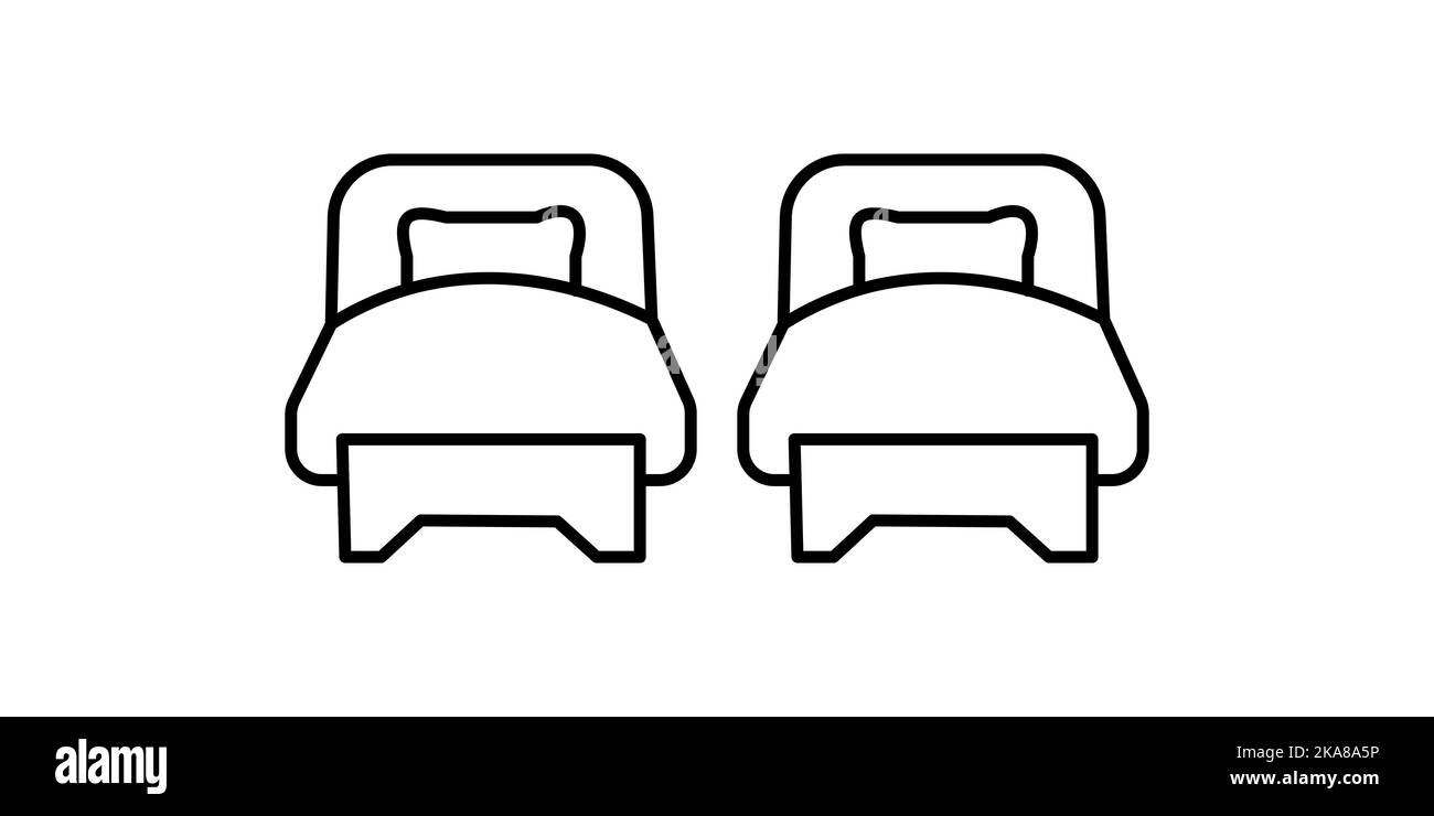 Icône de deux lits isolés. Symbole vectoriel de lits simples dans l ...