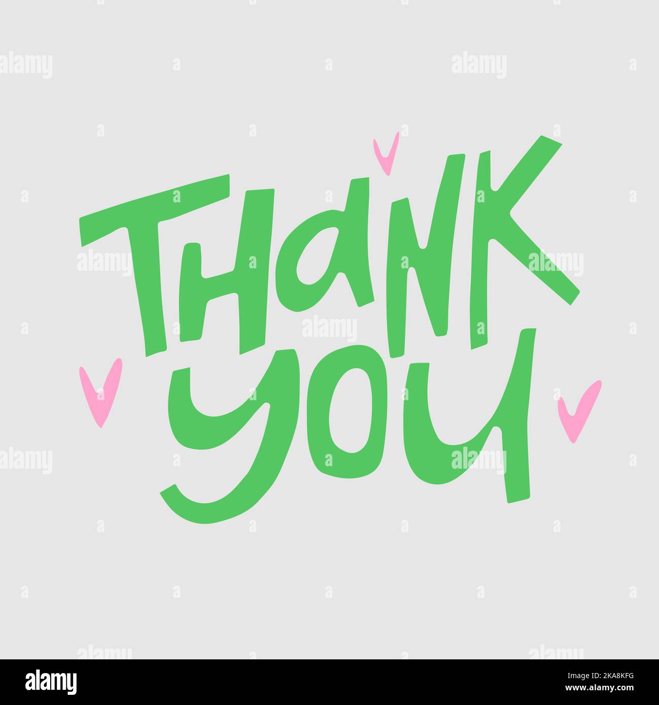 Carte de remerciement avec coeurs Banque d'images vectorielles - Alamy