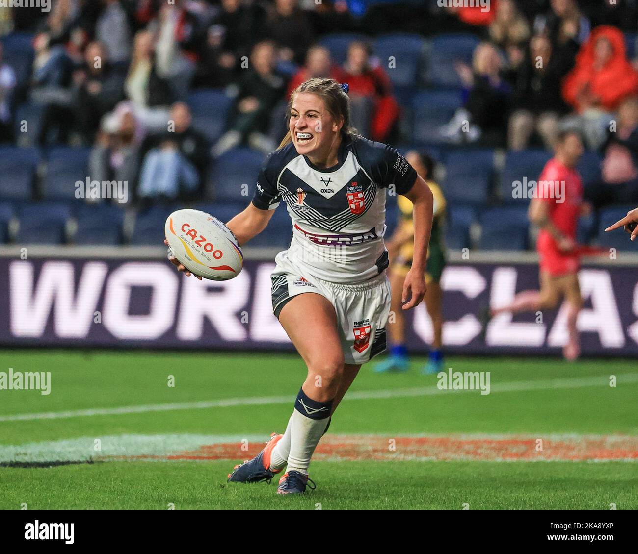 Tara Jones England fête son essai lors de la coupe du monde de rugby ...