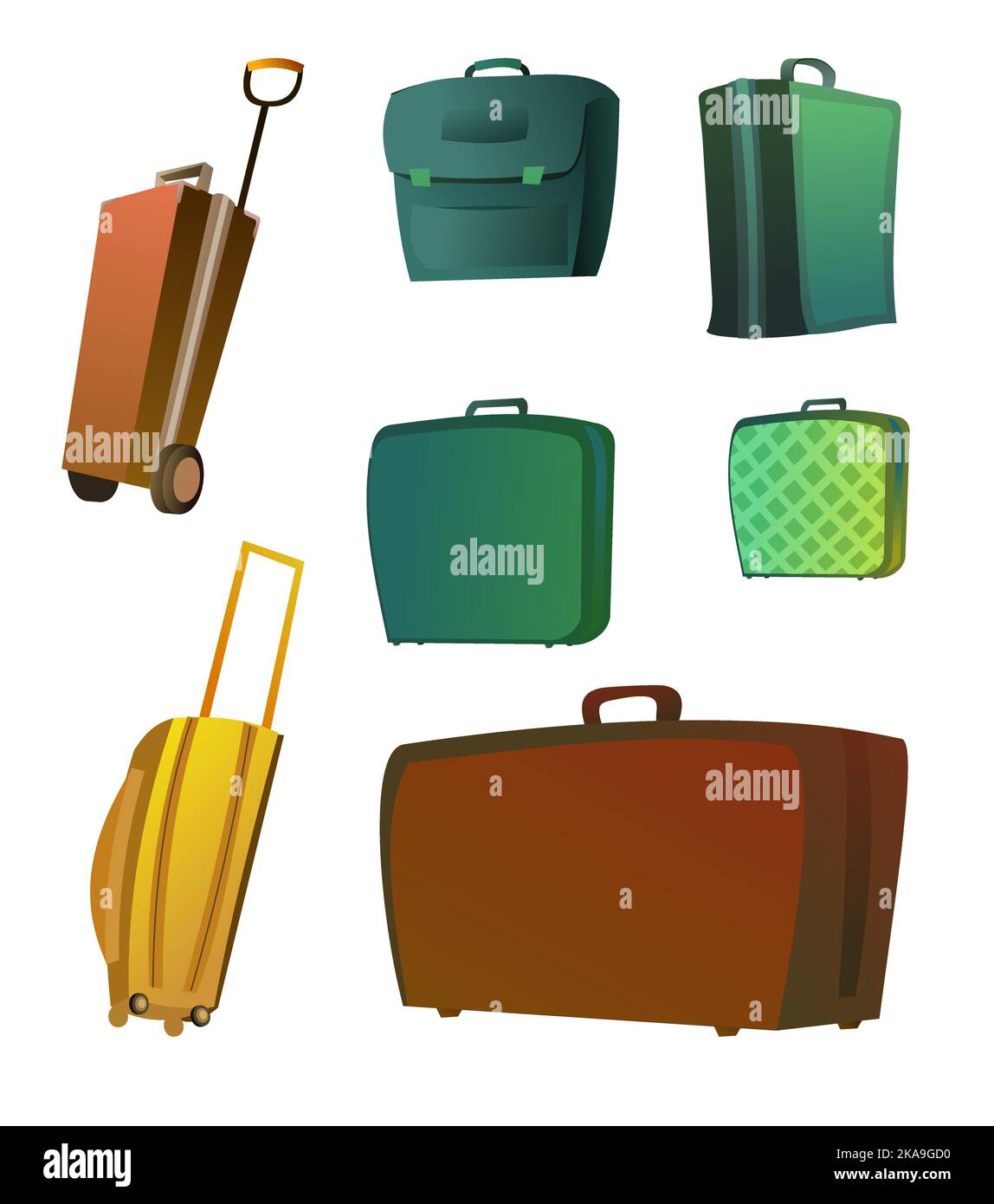 Ensemble de valises de style dessin animé. Sac pour transporter vos ...