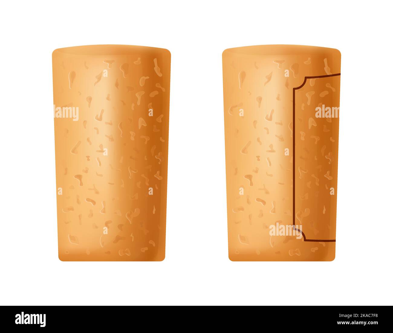 Bouchon en liège, style dessin animé texturé en bois. Bouchon Corkwood ...