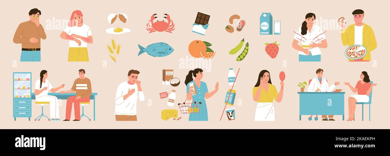 Illustration de l'icône de couleur d'allergie alimentaire vecteur ... Illustration de l'icône de couleur d'allergie alimentaire vecteur ...