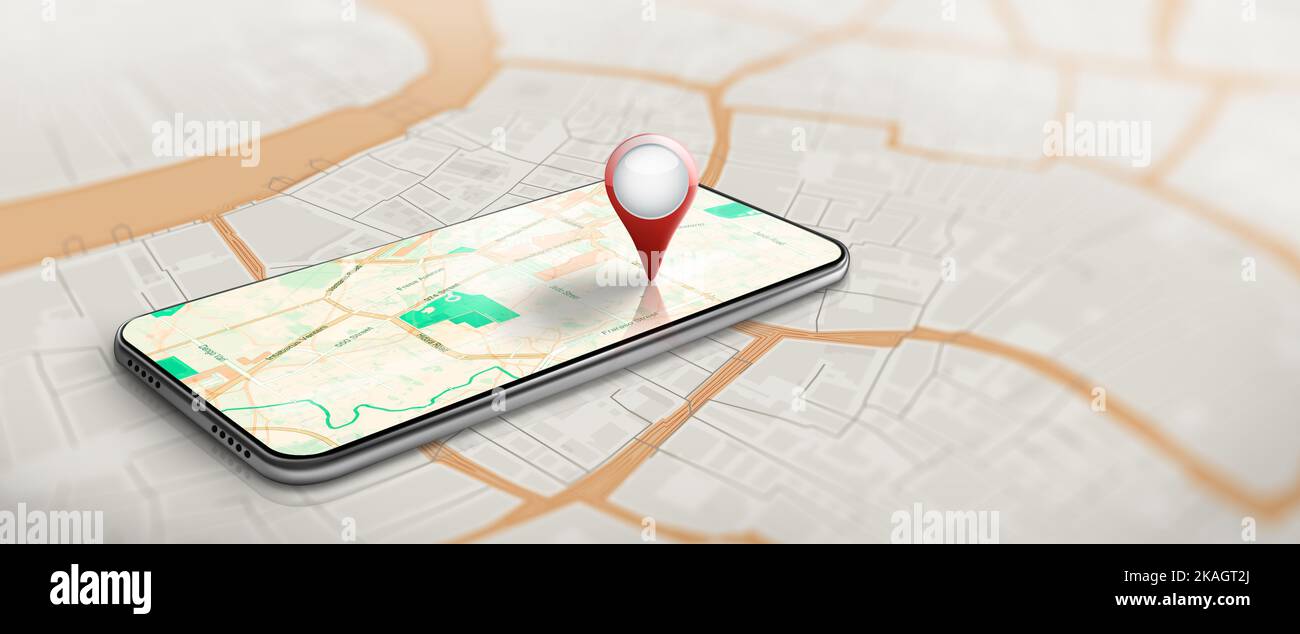 Application de la carte de navigation GPS sur le smartphone avec une ...