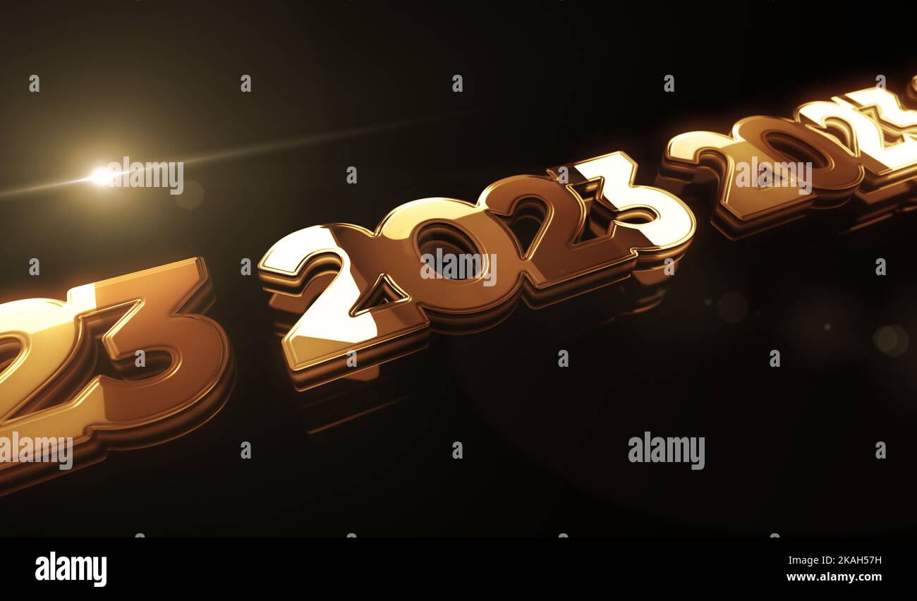 nouveau concept futuriste de 2023 ans de symbole de brillance en métal ...