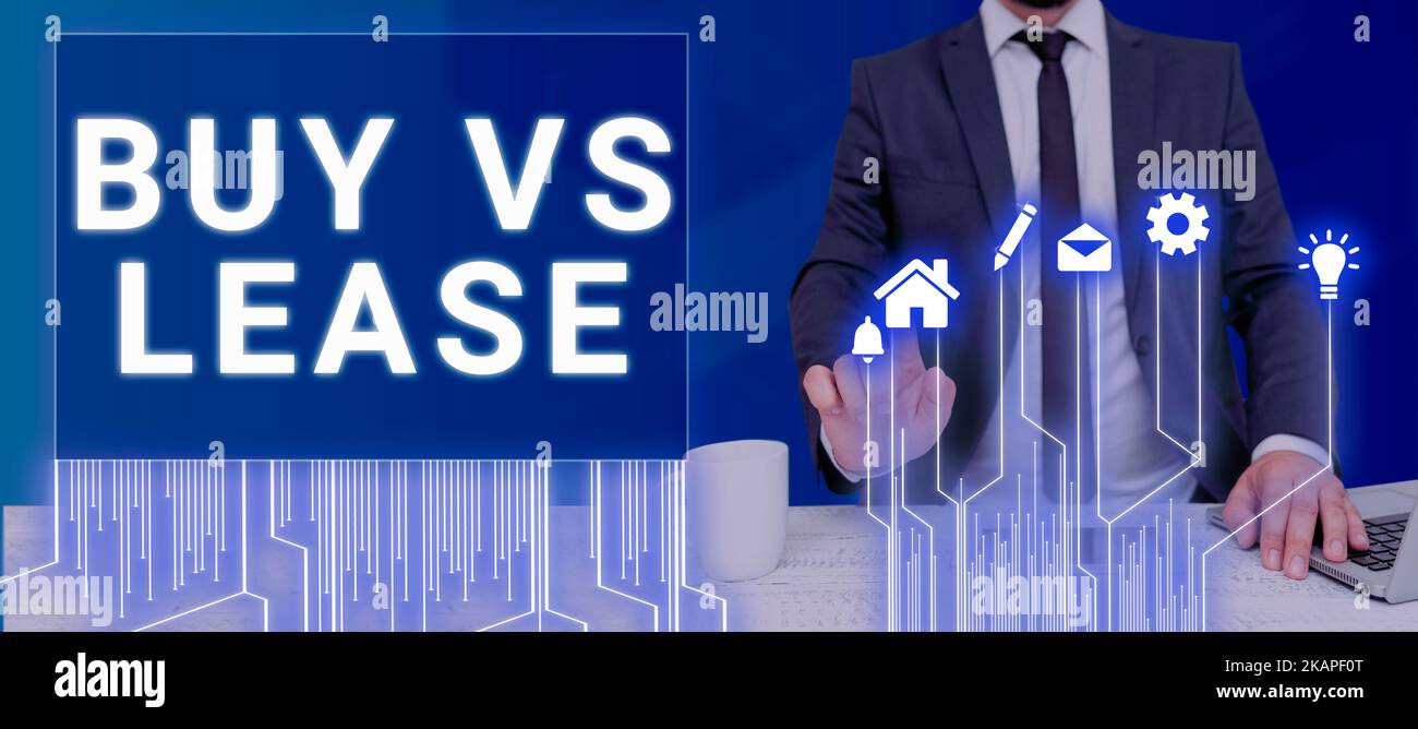 Légende conceptuelle achat vs location. Concept signification rester en ...