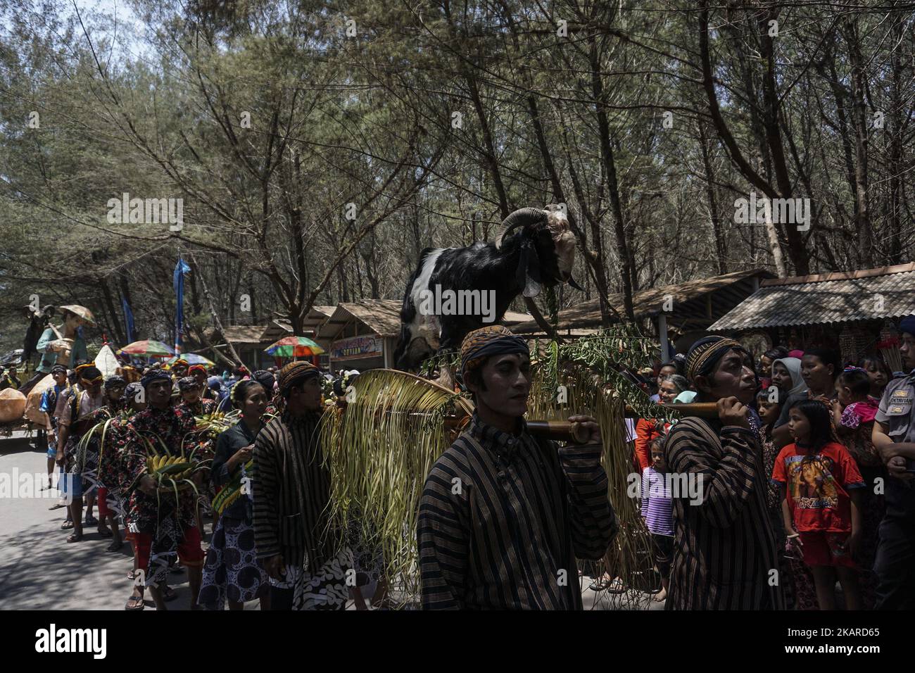 Les Javanais suivent la cérémonie rituelle du labuhan 1st Suro ...