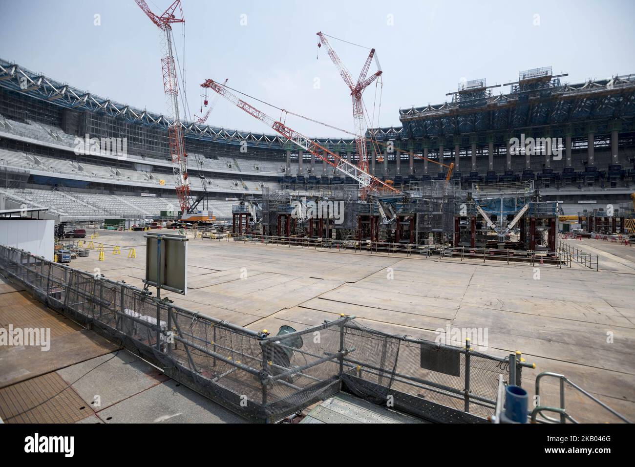 Une vue d'ensemble lors de la tournée médiatique de la construction du nouveau stade national ...