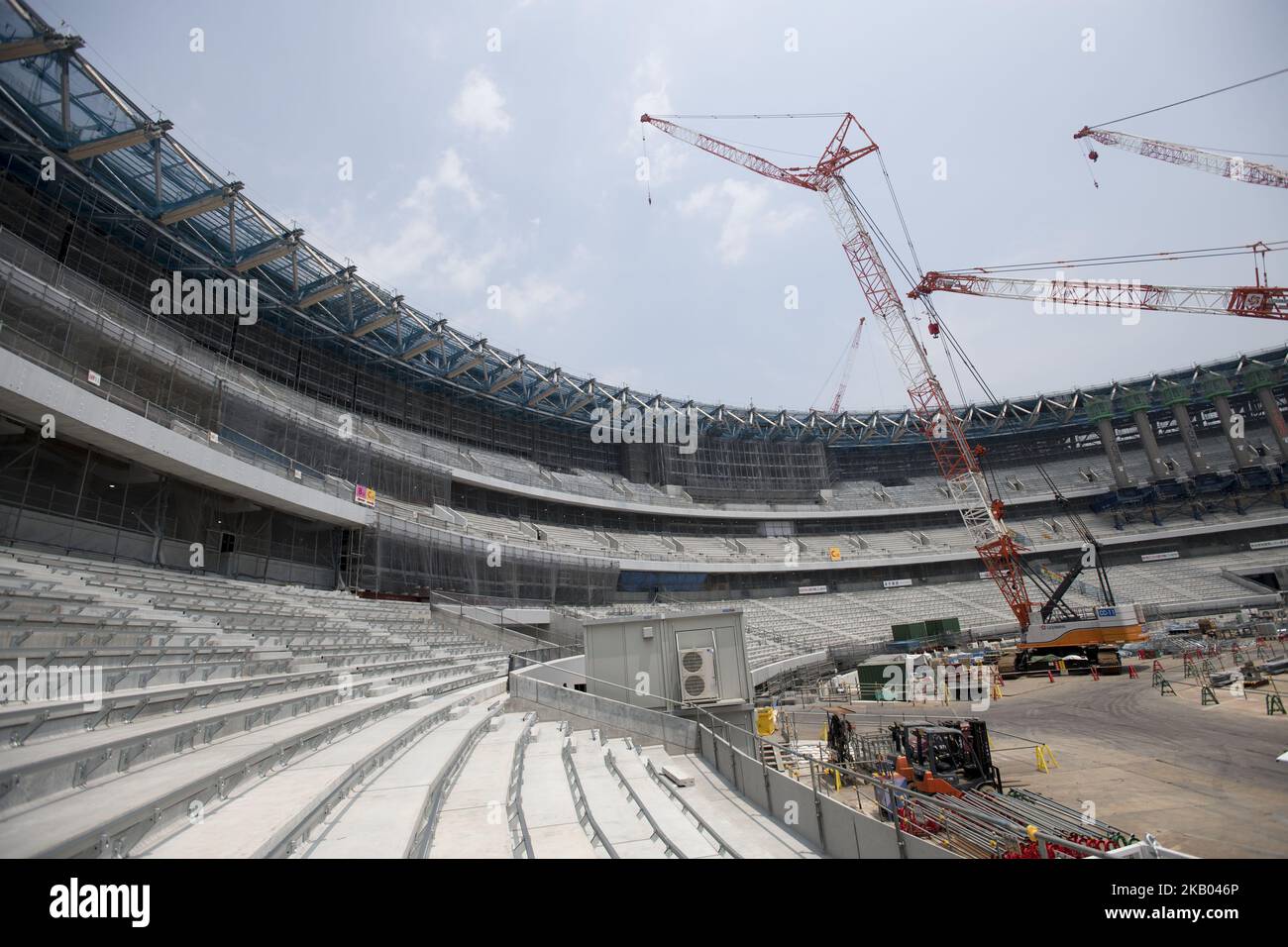 Une vue d'ensemble lors de la tournée médiatique de la construction du nouveau stade national ...