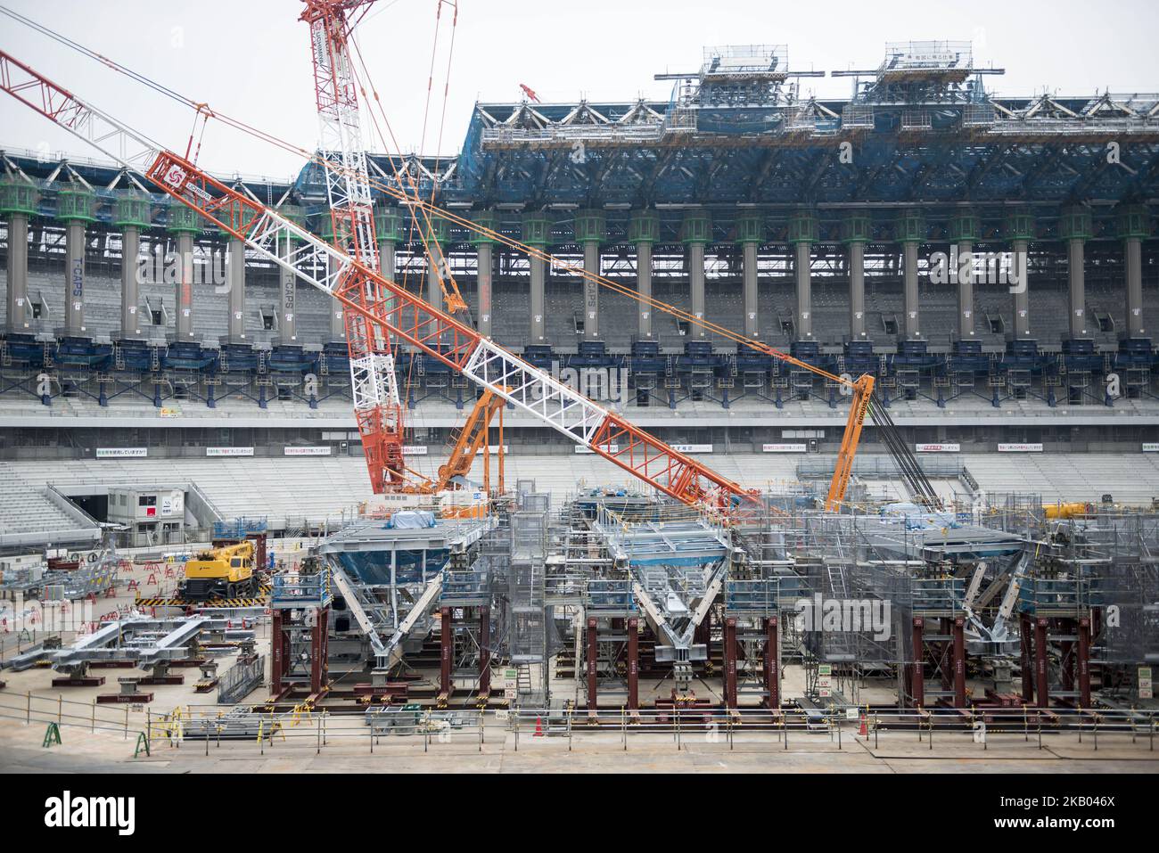Une vue d'ensemble lors de la tournée médiatique de la construction du nouveau stade national ...