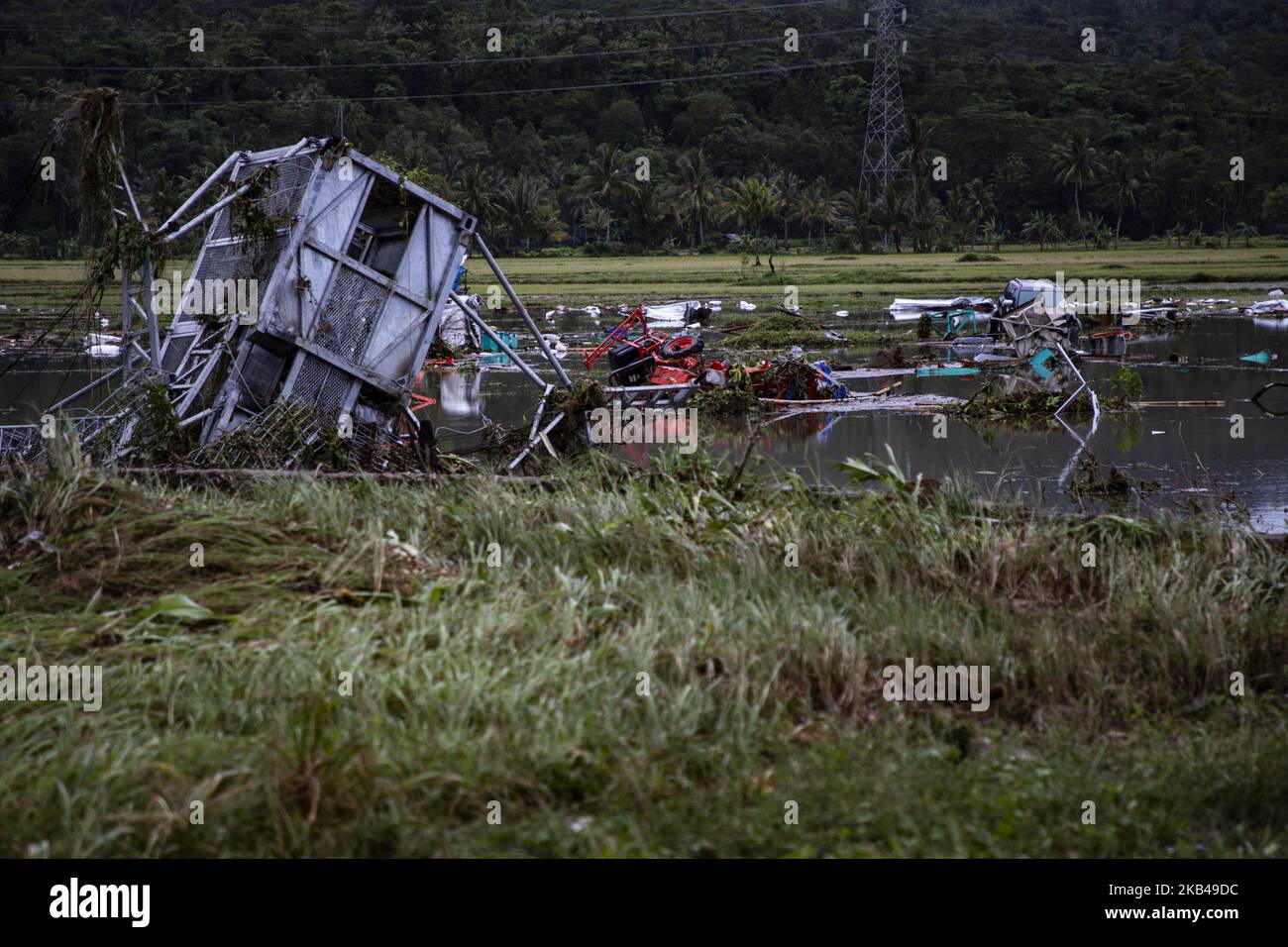 Une vue de la zone endommagée à Banten, sur 23 décembre 2018, après que ...