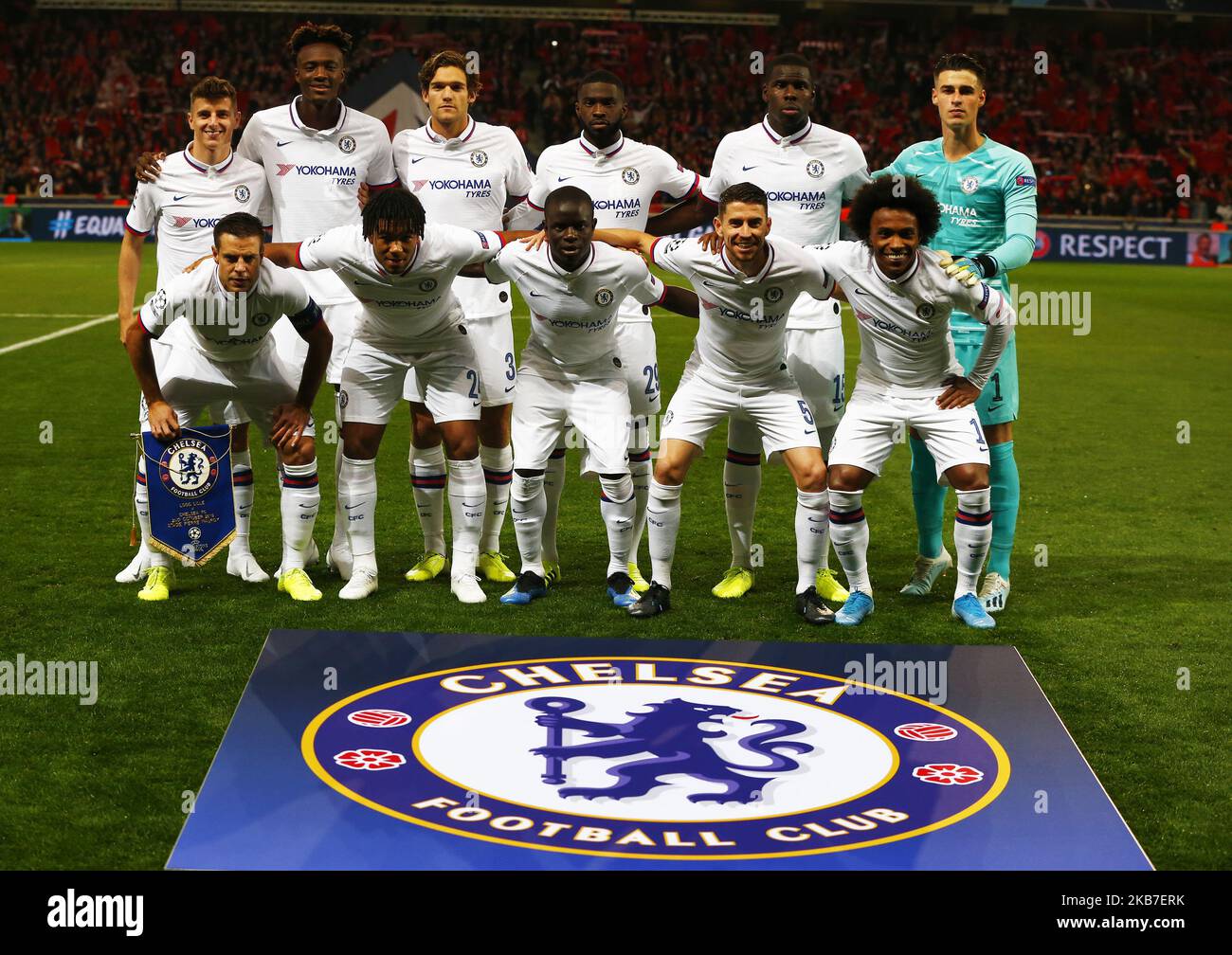 Chelsea Team photo Back Row:- Mason Mount, Tammy Abraham, Marcos Alonso ...