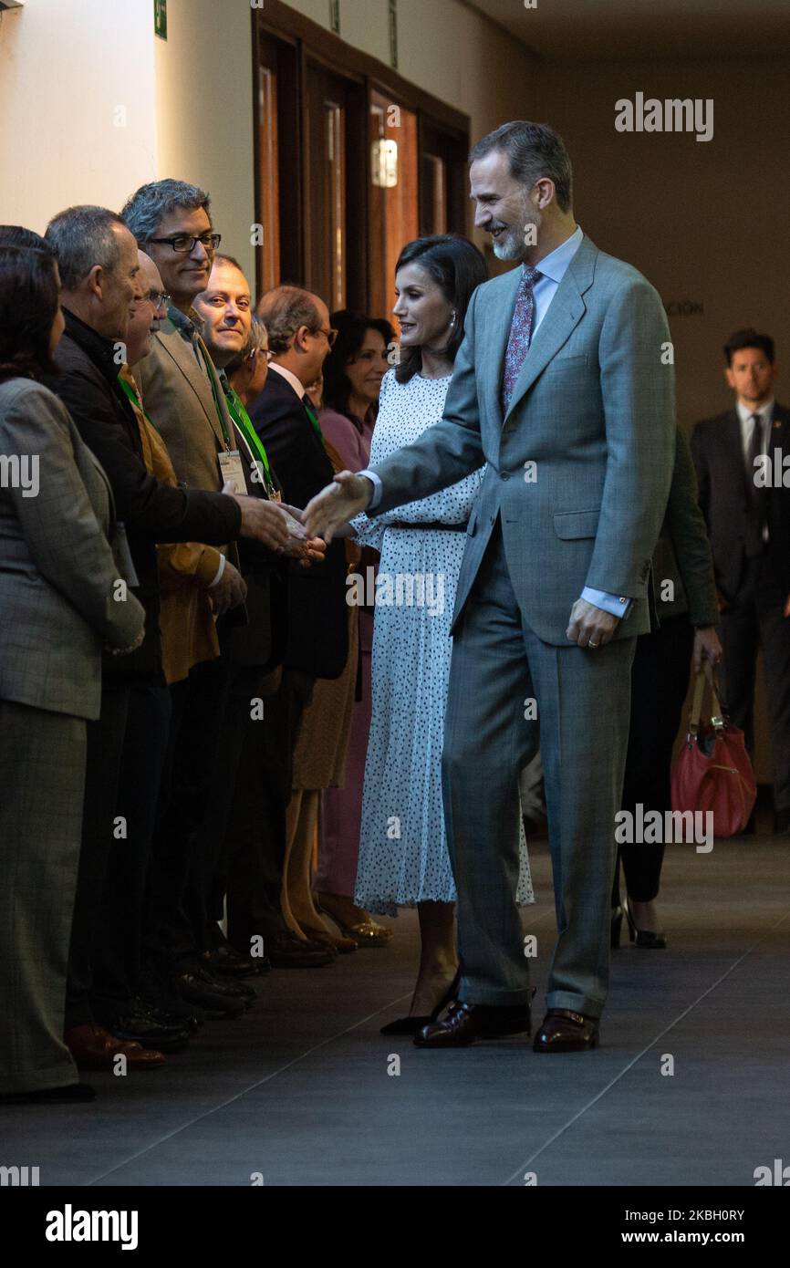 Le roi Felipe VI et la reine Letizia après avoir visité la paroisse de ...