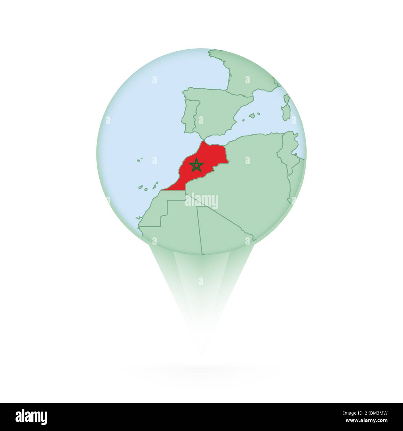 Carte du Maroc, icône de situation élégante avec carte et drapeau du ...