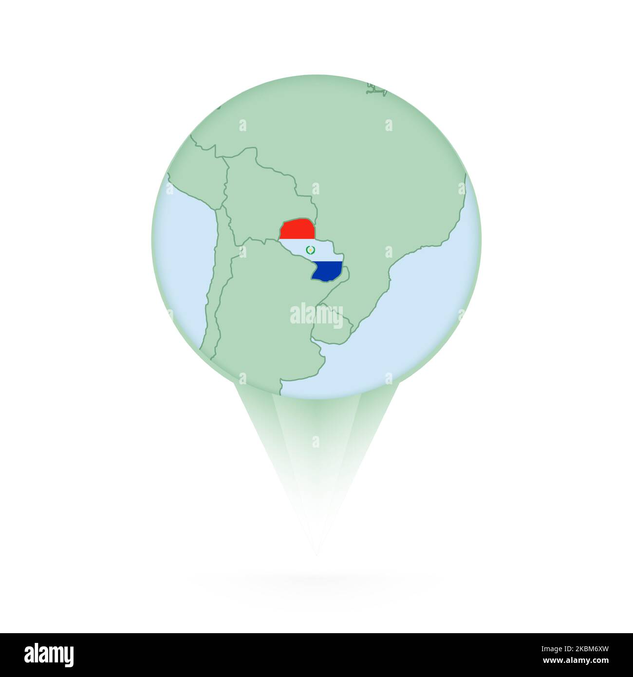 Carte du Paraguay, icône de situation élégante avec carte et drapeau du ...
