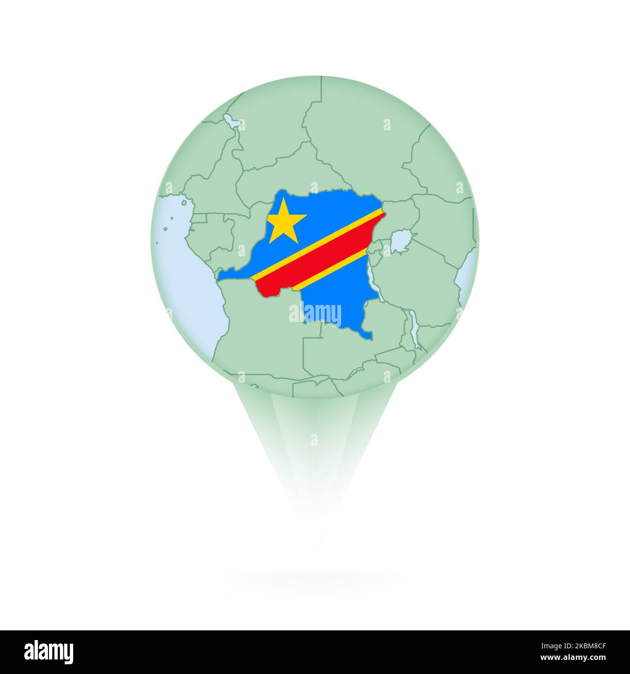 Carte de la RD Congo, icône d'emplacement élégante avec carte et ...