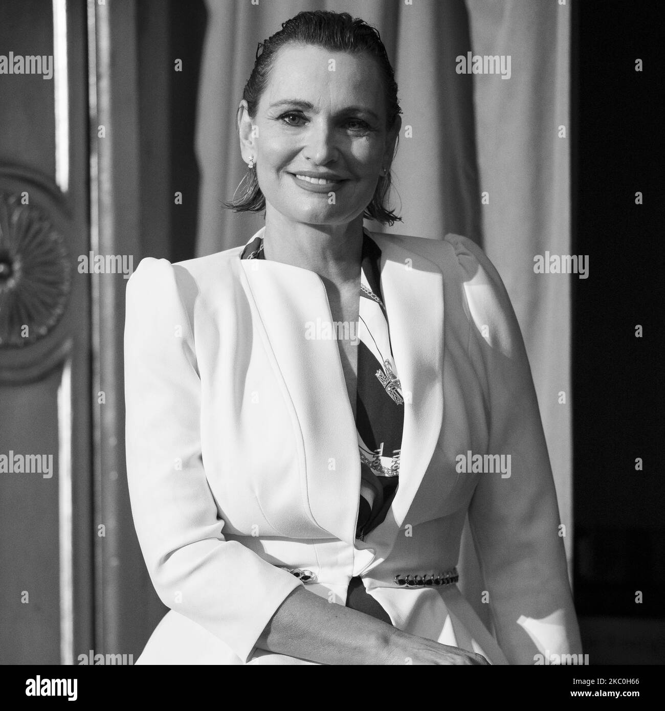 (NOTE DE L'ÉDITEUR: L'image a été convertie en noir et blanc) la chanteuse Ainhoa Arteta pose ...