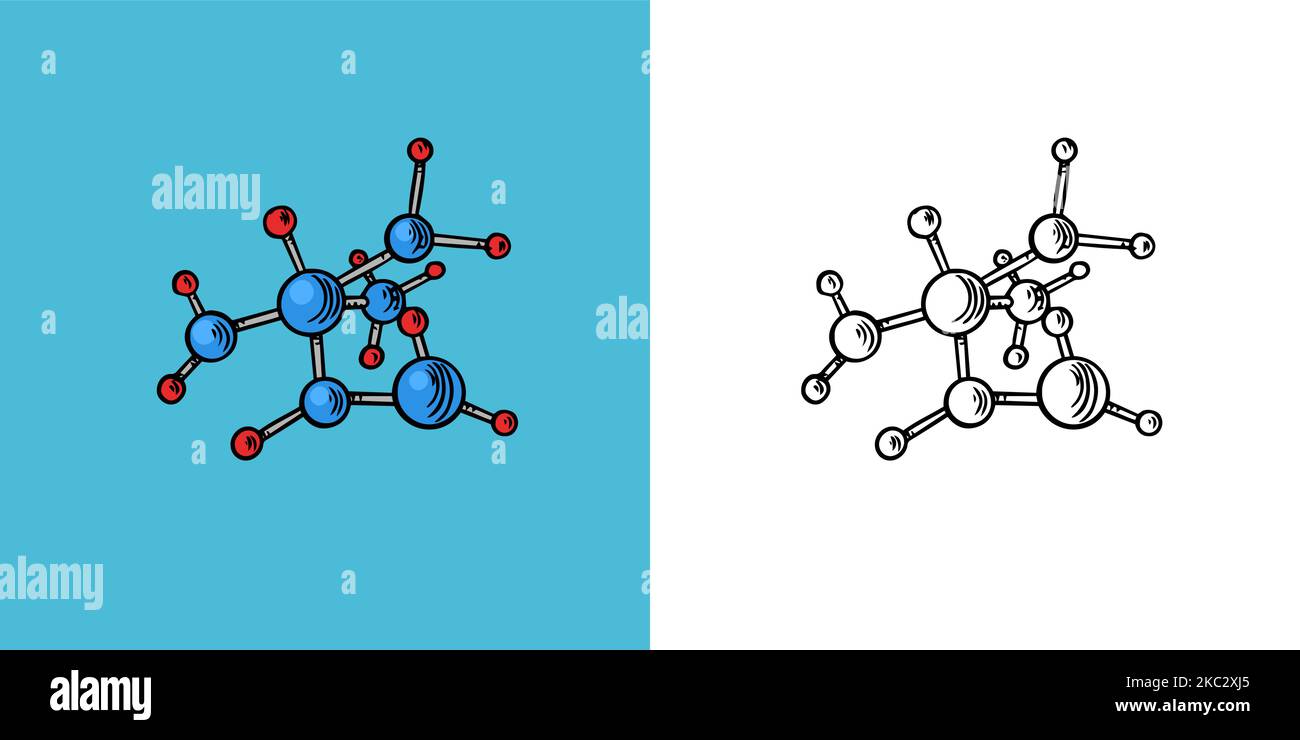 Formule chimique ou esquisse de molécule.Dessin de médicaments.Jeu de ...