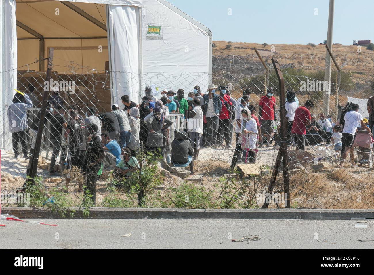 Nouveau Camp Temporaire De Réfugiés à Kara Tepe Mavrovouni Avec De