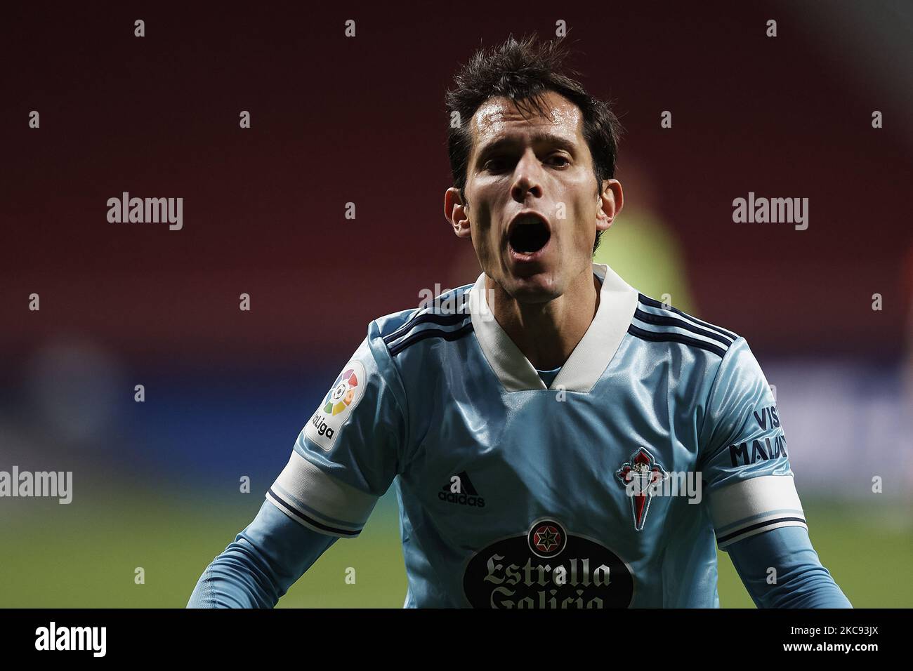 Augusto Solari de Celta de Vigo réagit pendant le match de la Liga ...