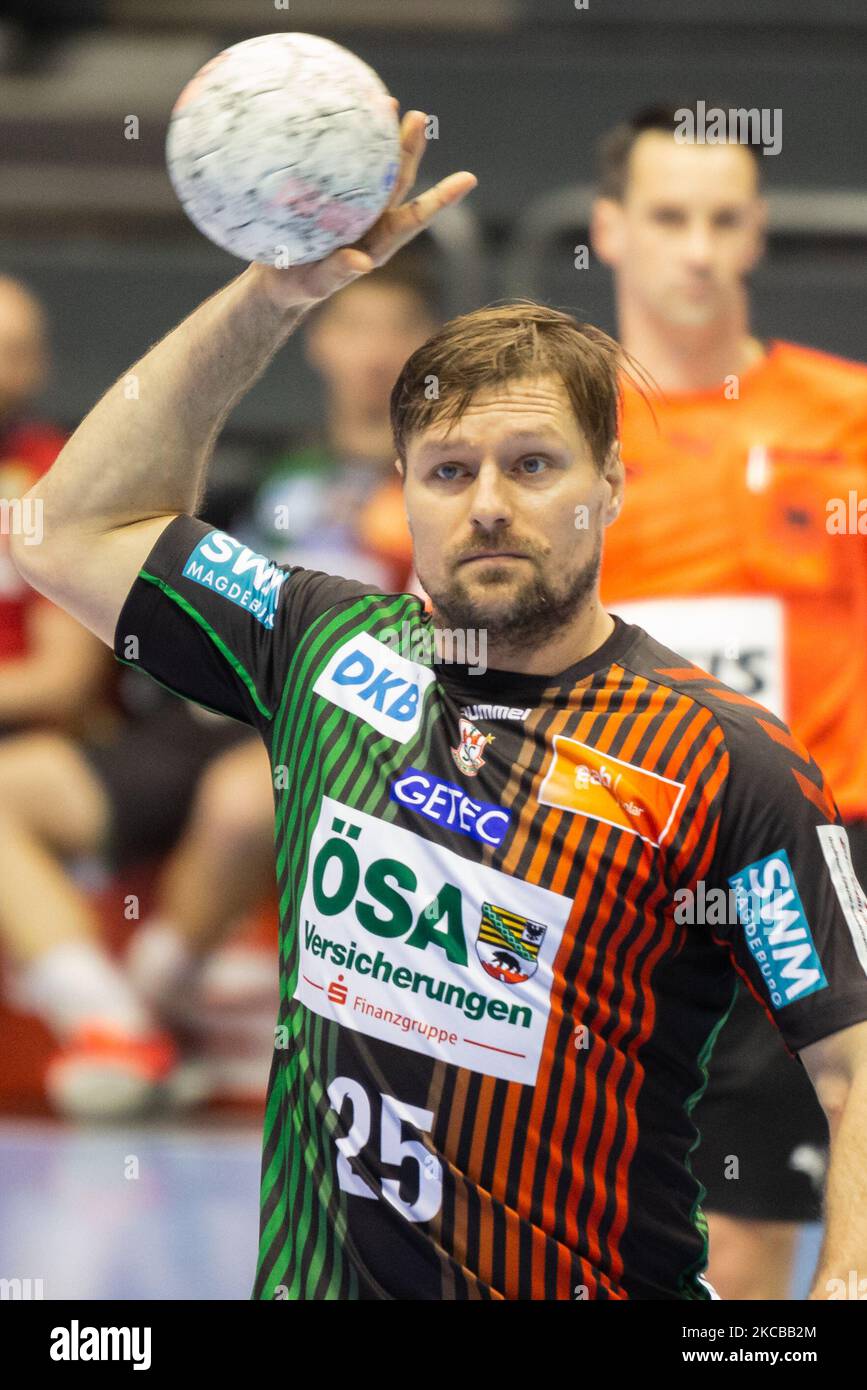 Marko Bezjak de SC Magdeburg contrôle le ballon pendant le match DE HANDBALL-Bundesliga DE LIQUI ...
