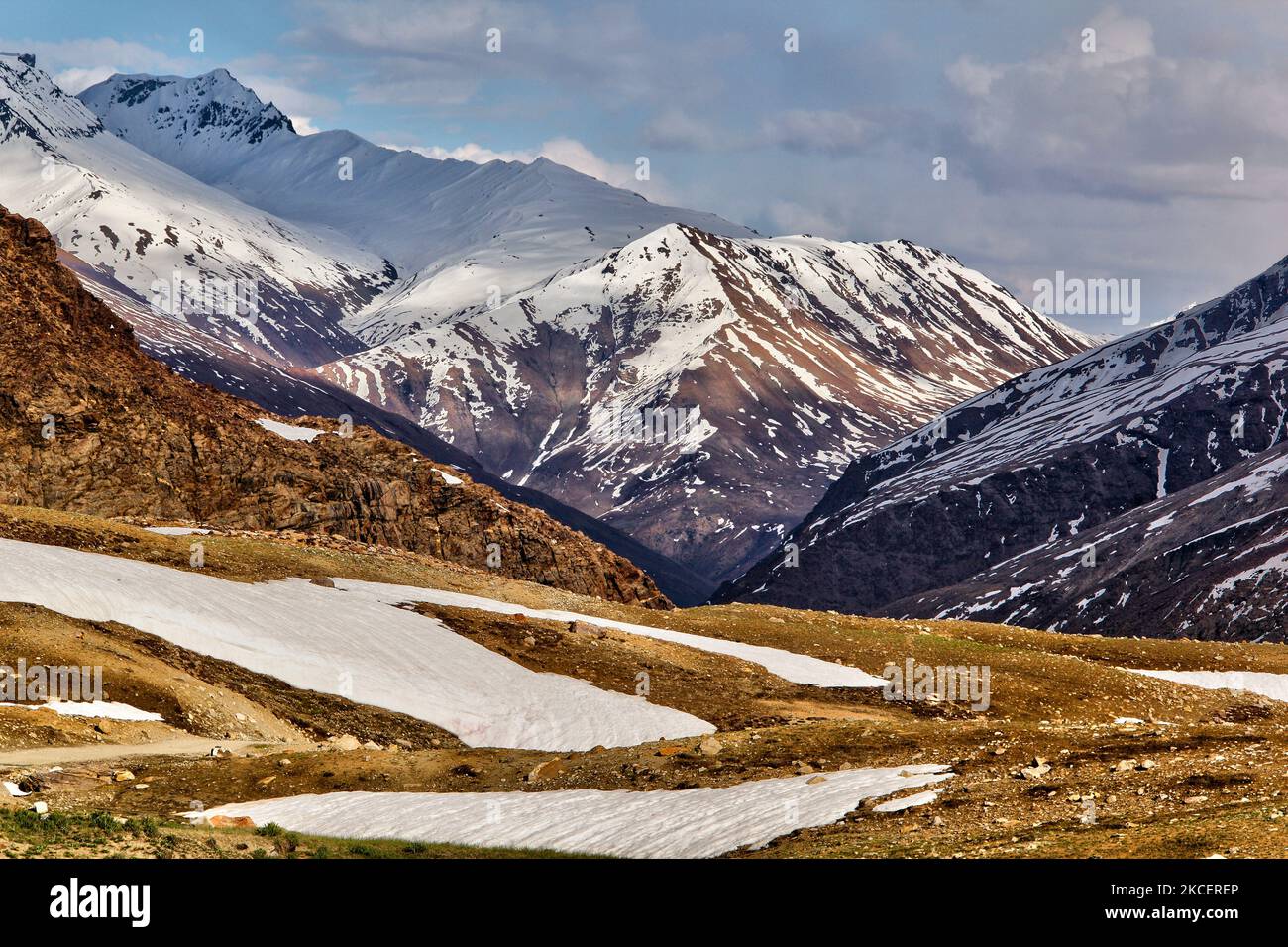 Sommets magnifiquement sculptés de l'Himalaya le long du col de Panzila ...