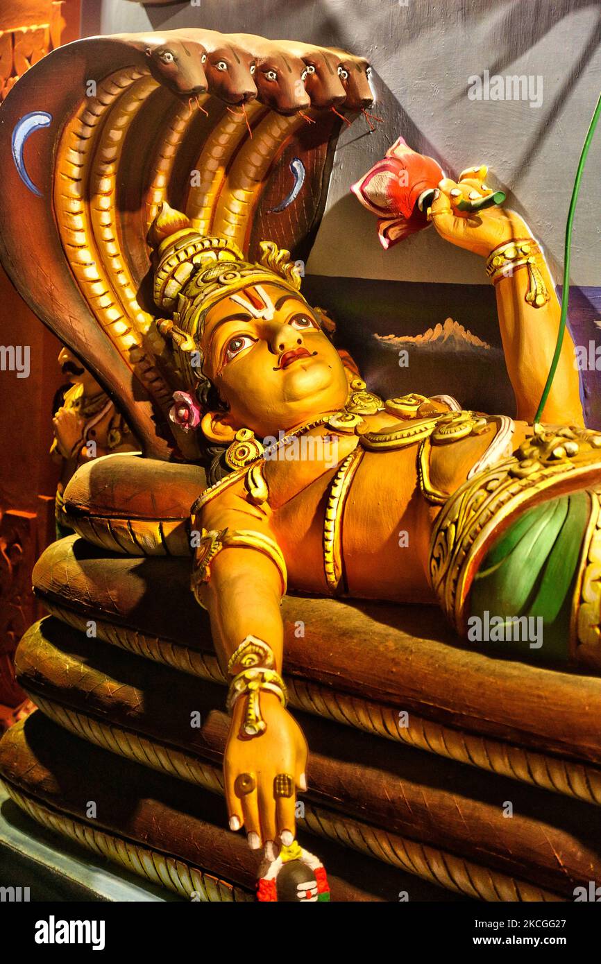 Figure de Padmanabhaswamy (Seigneur Vishnu dans la posture 'Anantha ...