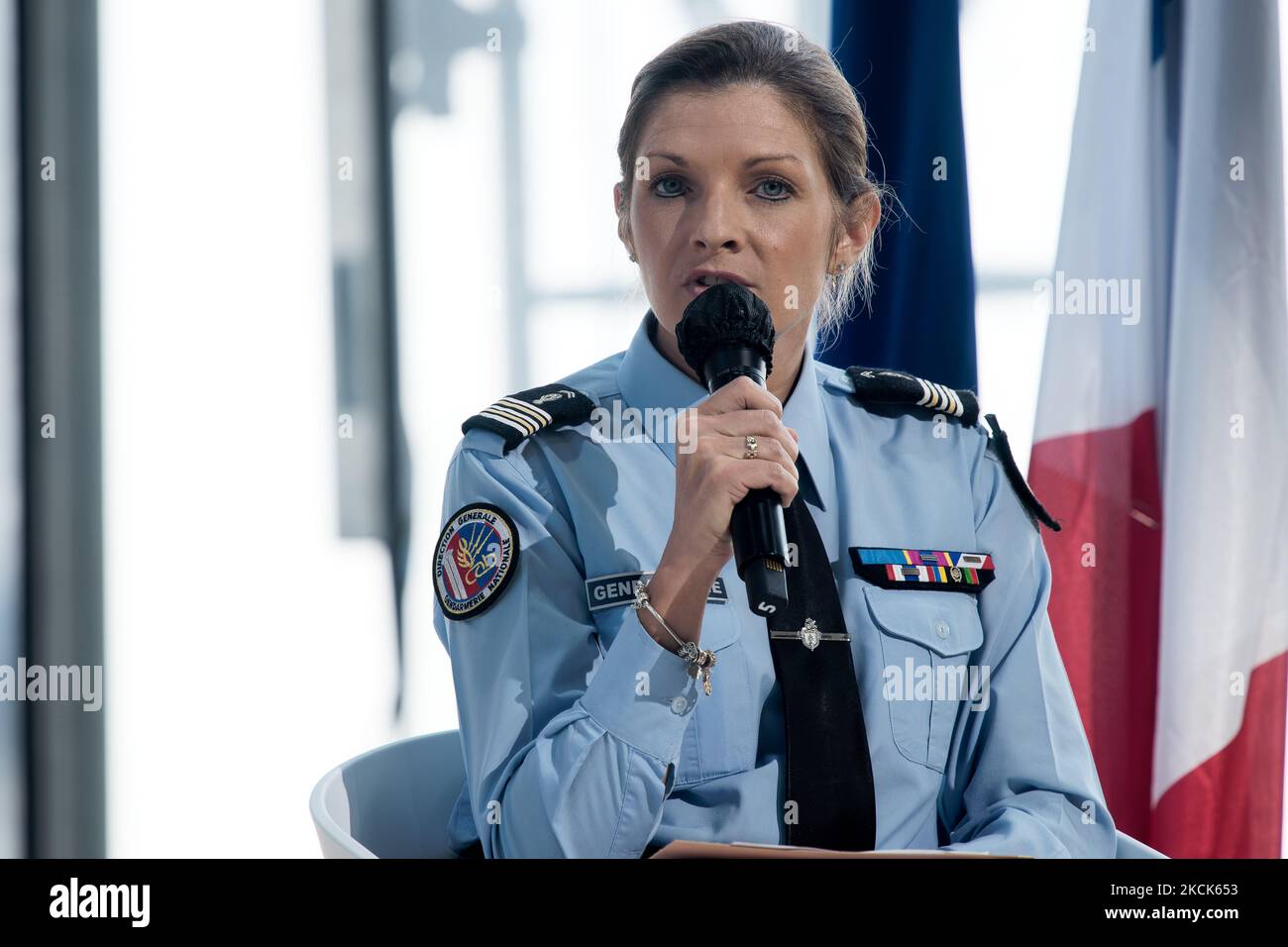 Le porte-parole de la Gendarmerie nationale Maddy Scheurer participe à ...