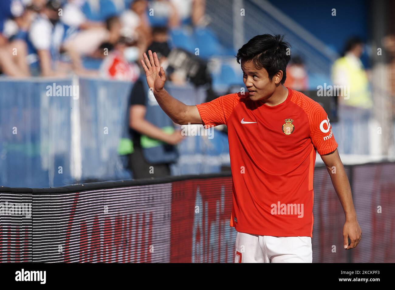 Takefusa Kubo de Majorque réagit pendant le match de la Liga Santander entre Deportivo Alaves et ...
