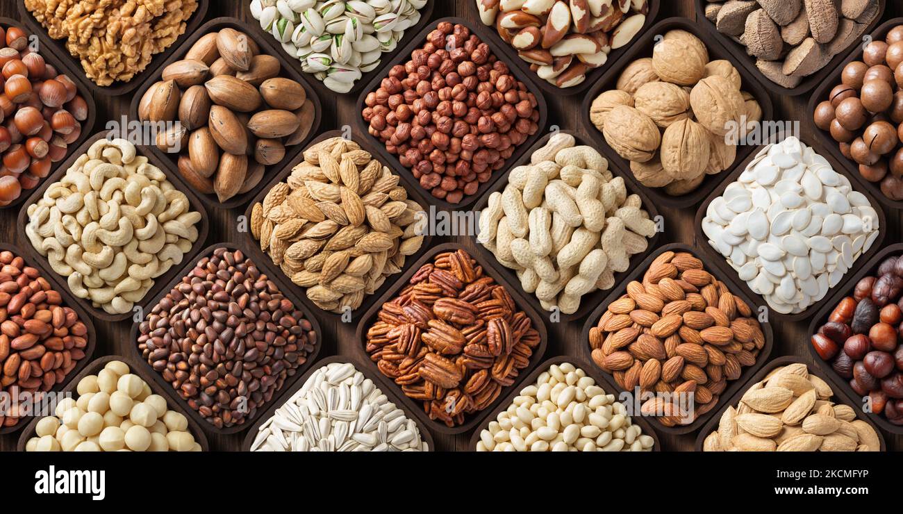 mélanger le fond de noix, grand assortiment de graines. produits ...