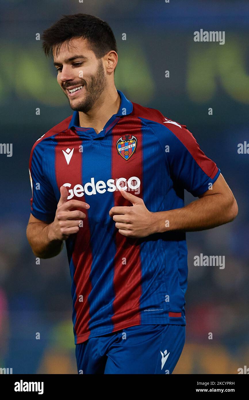 Rober Pier de Levante UD réagit pendant le match de la Liga Santander ...