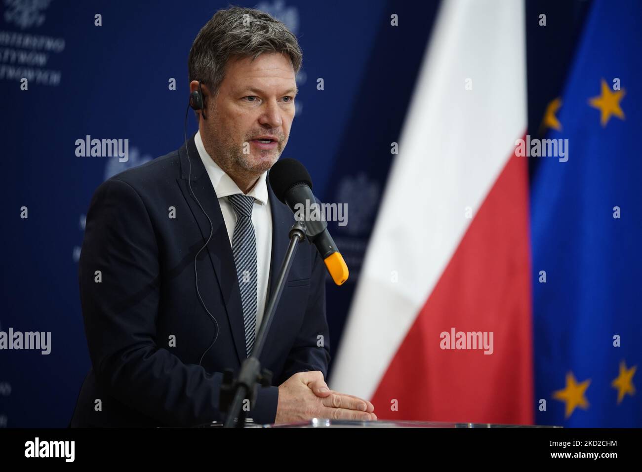 Le vice-chancelier allemand Robert Habeck lors d'une conférence de ...