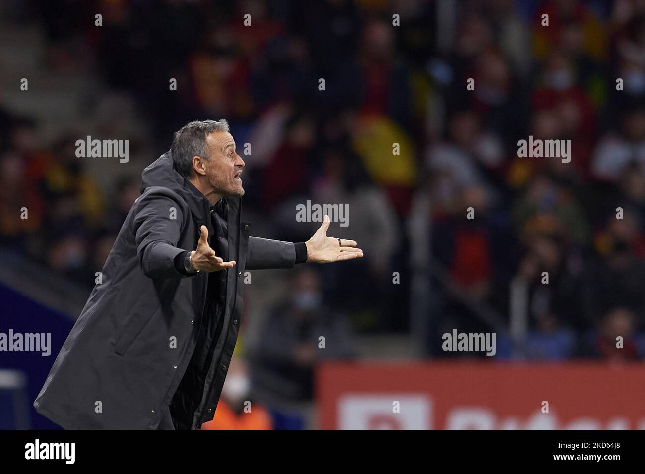 Luis Enrique, entraîneur-chef de l'Espagne, donne des instructions ...