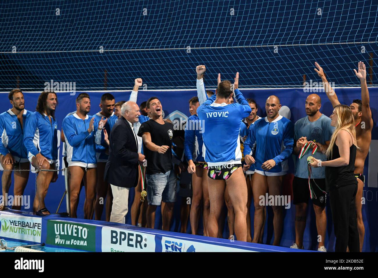 Team Pro Recco, fête après avoir marquant un match lors de la finale ...