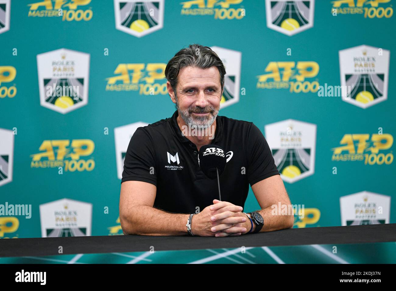 Patrick Mouratoglou entraîneur de Holger Rune lors d'une conférence de presse des Rolex Paris ...