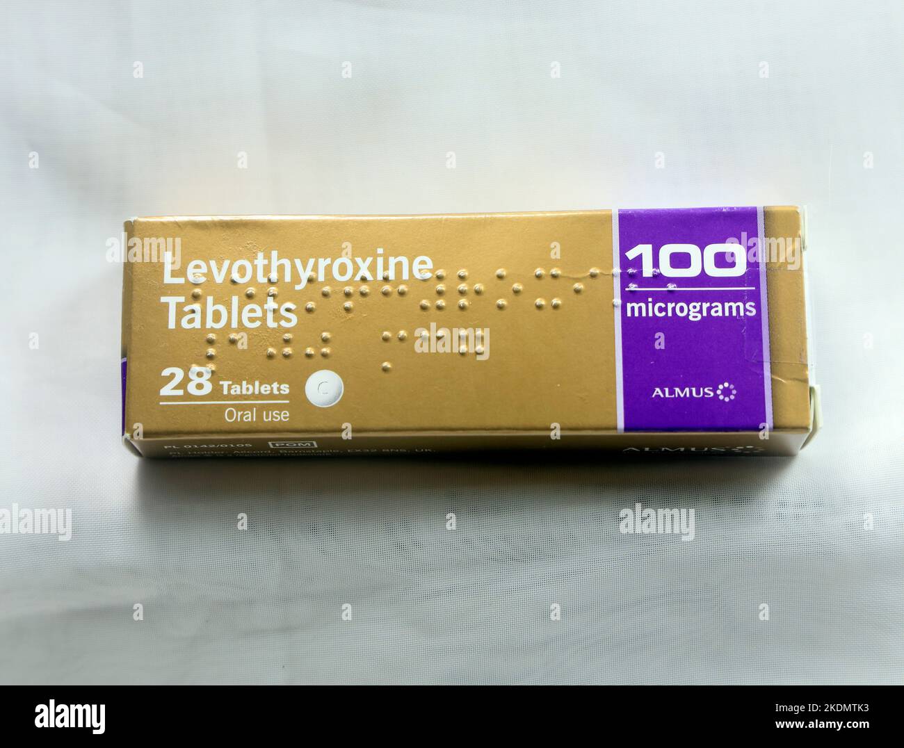 Levothyroxine, comprimés, boîte de 100 microgrammes. Configuration du ...