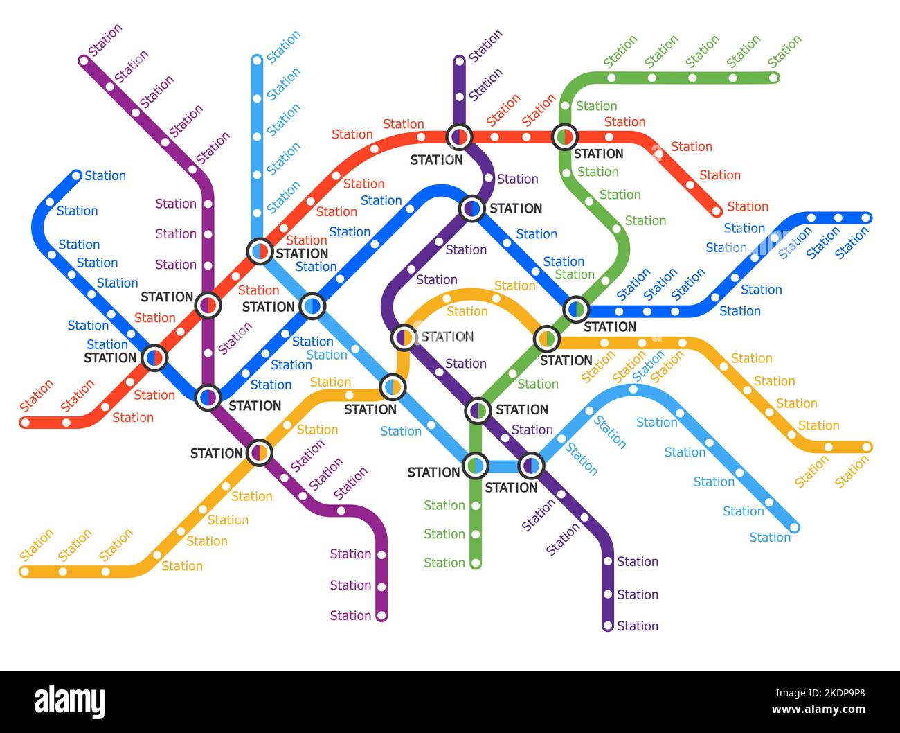Carte des transports en métro, métro et métro. Métro Metropolis, lignes ...