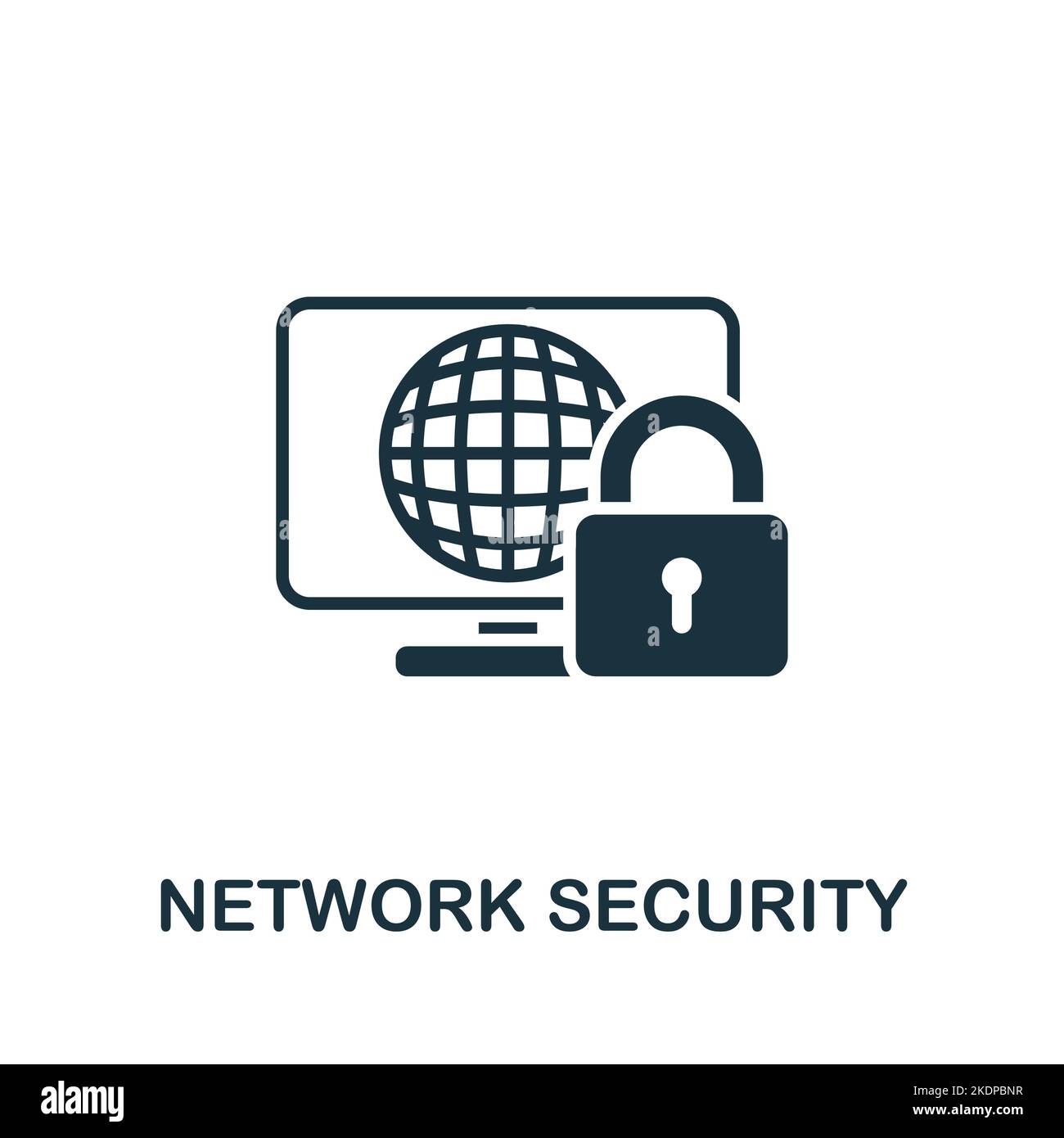 Icône sécurité réseau. Icône Cyber Security monochrome simple pour les ...