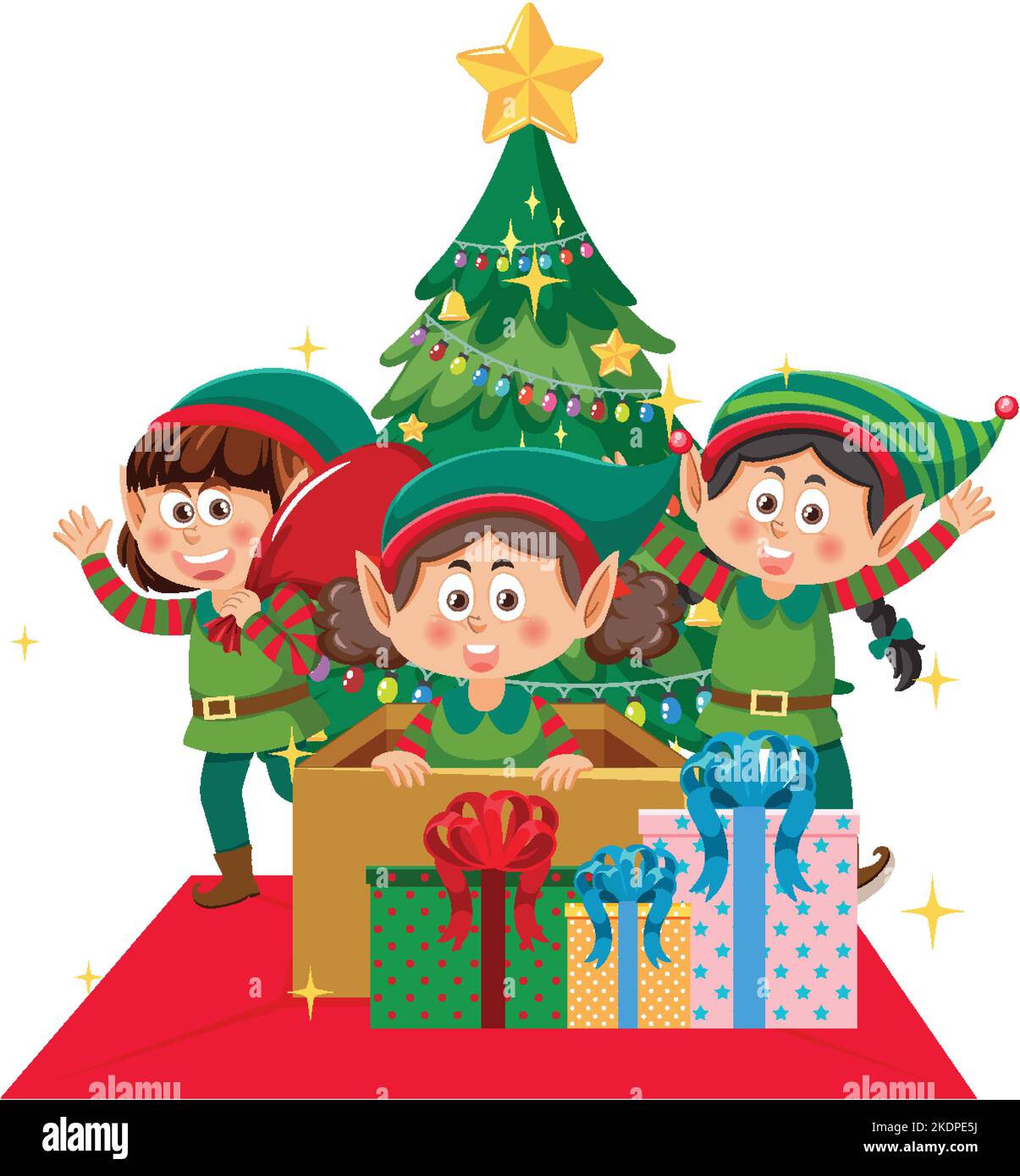 Cartoon christmas elf woman Banque de photographies et d’images à haute ...