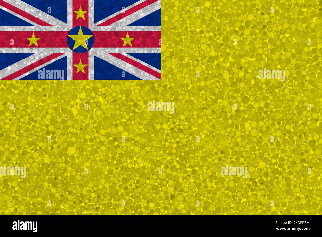 Drapeau de Nioué sur la texture de la styromousse. Drapeau national ...