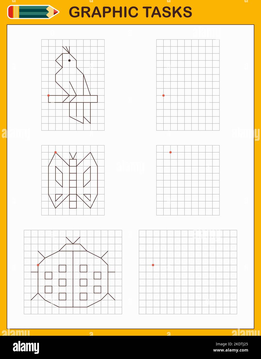 Tâches graphiques par cellules. Jeux éducatifs pour enfants Image ...