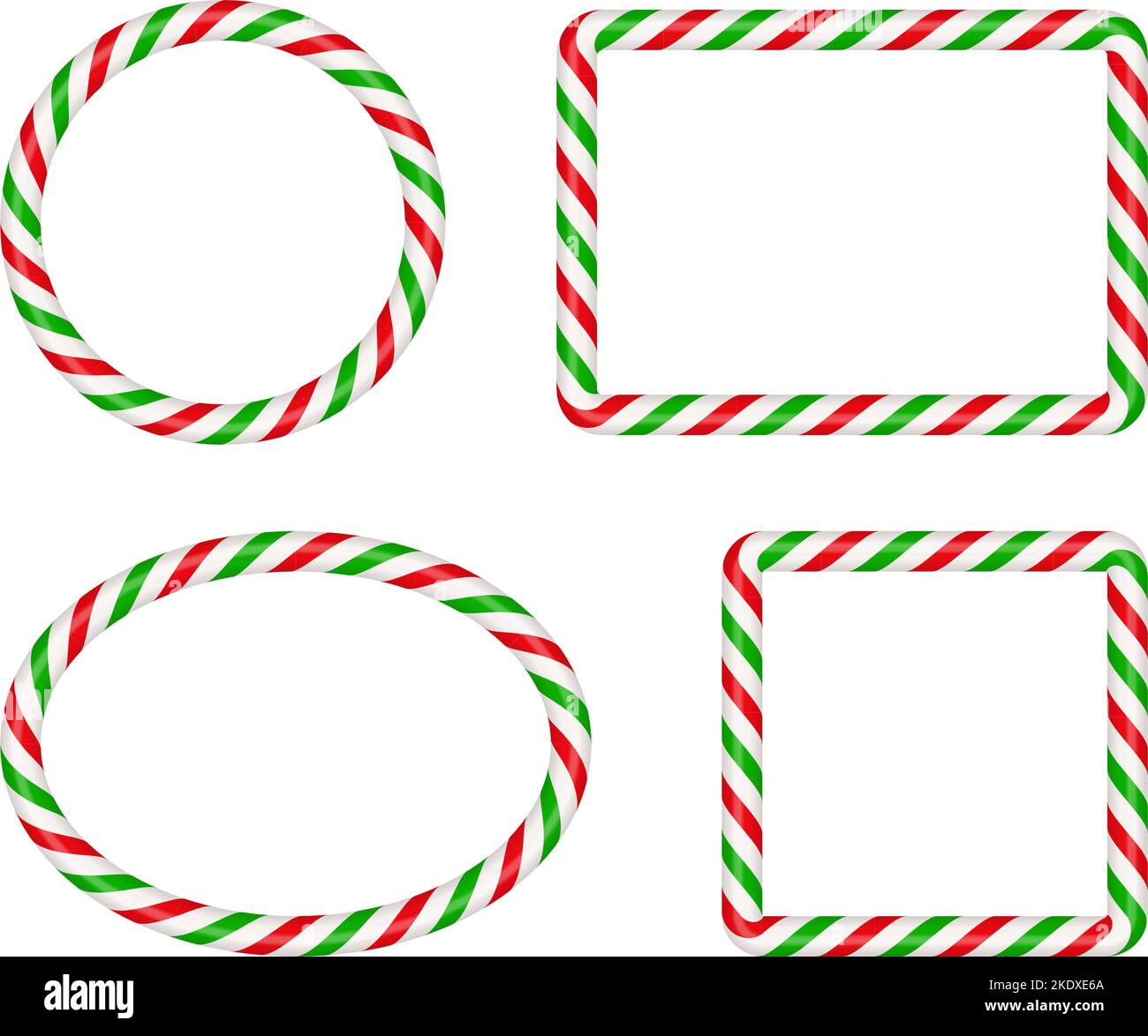 Cadres de Noël en forme de canne à sucre avec rayures rouges et ...