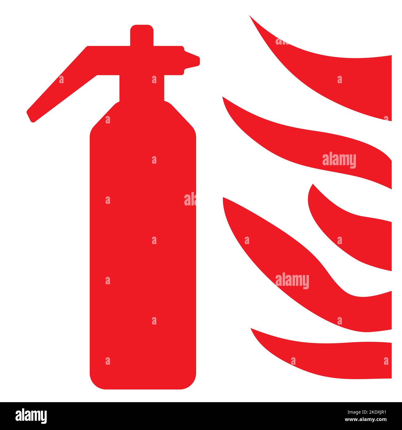 Panneau extincteur rouge, icône carrée, feu d'artifice isolé sur fond ...