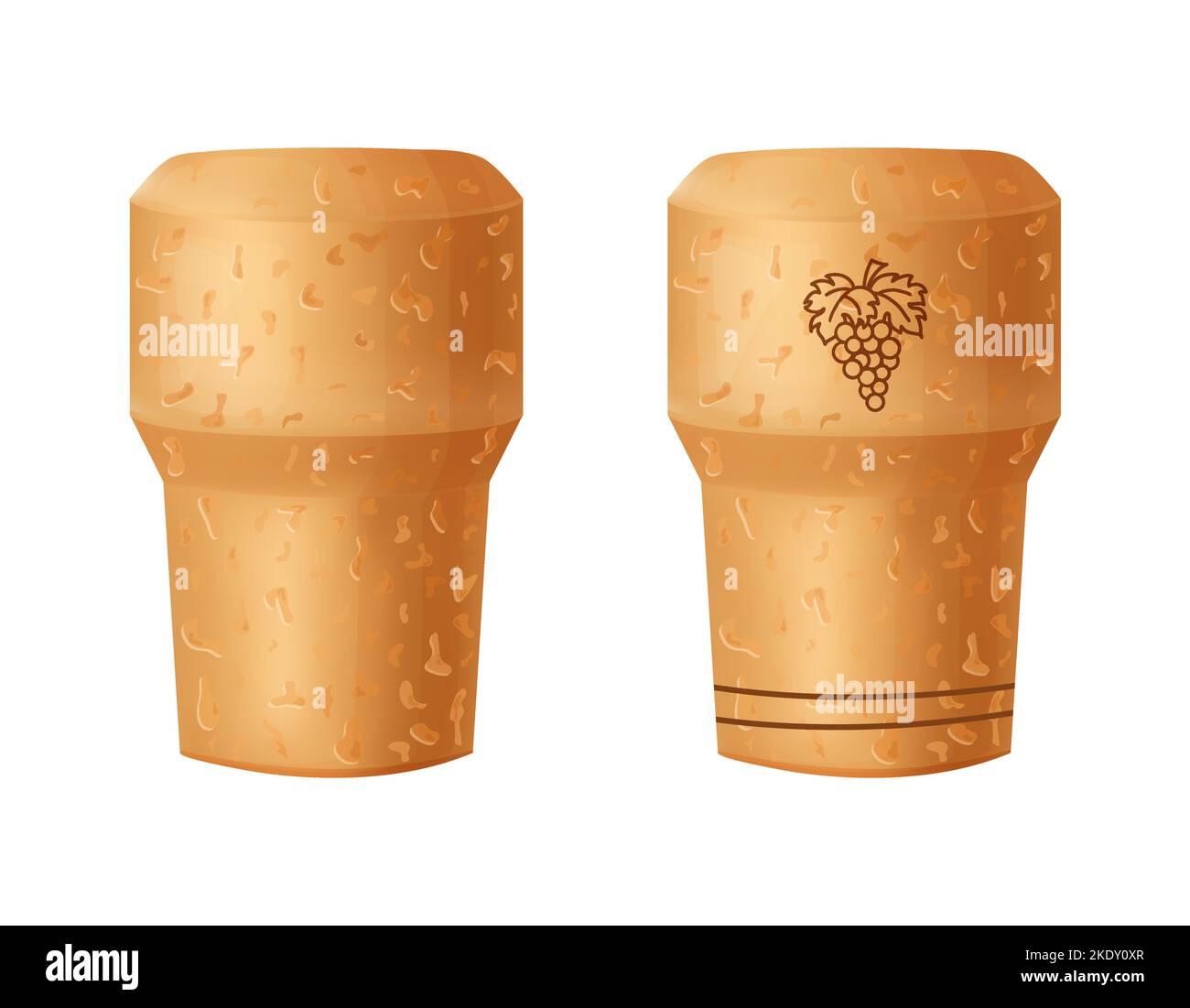 Bouchon en liège, style dessin animé texturé en bois. Bouchon Corkwood ...